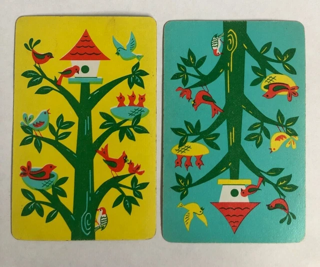 VINTAGE RETRO ART Deco Swap Playing Cards: Woodpecker Robin Cardinal ...