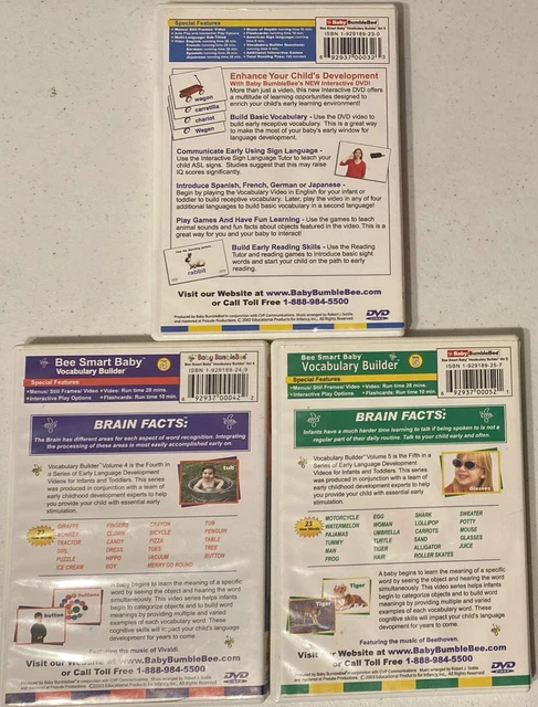 BEE SMART BABY Vocabulary Builder Volume 3, 4,5 DVD £11.66 - PicClick UK