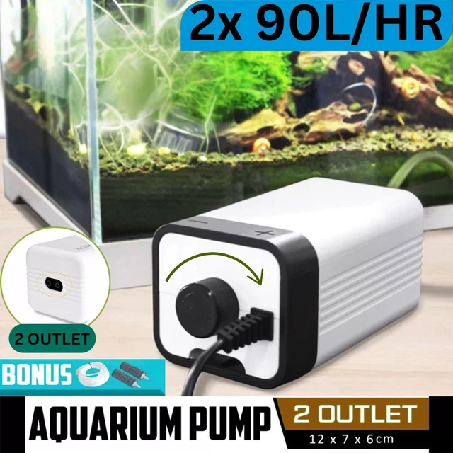 AQUA AQUARIUM AIR Pump Oxygen Fountain Pond Aerator Water Fish Tank 2 ...