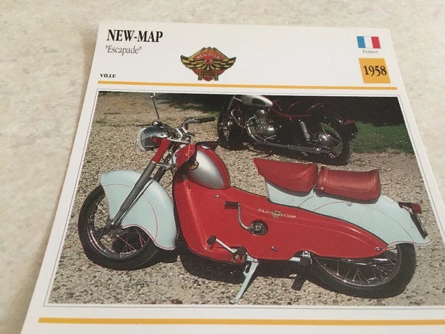 CARTE MOTO NEW Map 125 Escapade 1958 collection Atlas motorcycle France ...