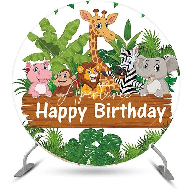 ROUND SAFARI FOREST Animals Birthday Party Backdrop $35.97 - PicClick AU