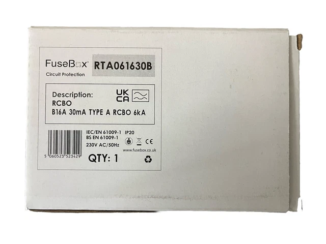 FUSEBOX 16A B Curve, Type A Rcbo - Rta061630B £11.00 - PicClick UK