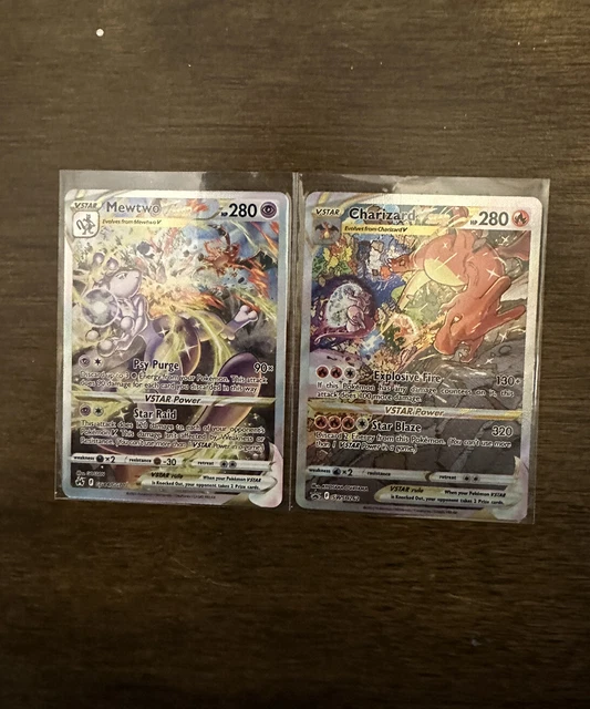 MEWTWO VSTAR CHARIZARD vstar alt art pokemon karte set krone zenit ...