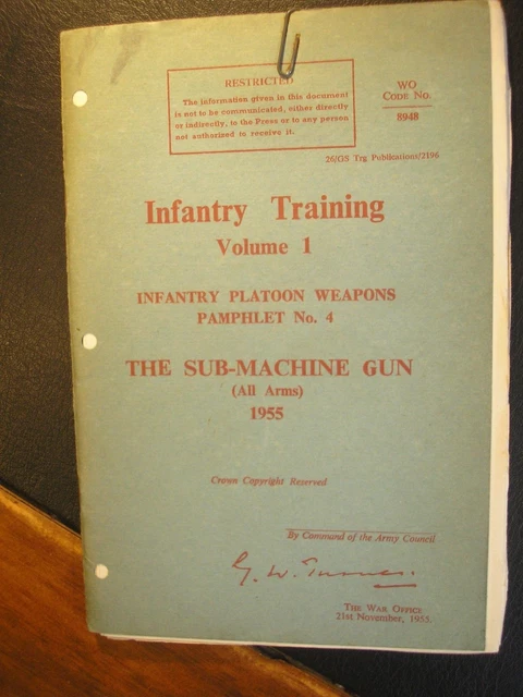 BRITISH ARMY SMG Machine Gun Manual Weapon Training Military History ...