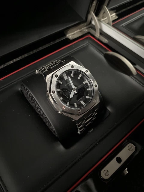 CASIO G-SHOCK GA-2100 Custom Casioak Mod Stainless Steel Silver £149.95 ...