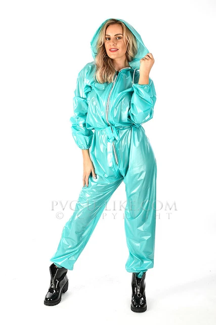 PVC PLASTIC VINYL Catsuit PVC Fetish Plastic Overalls One piece PVC ...