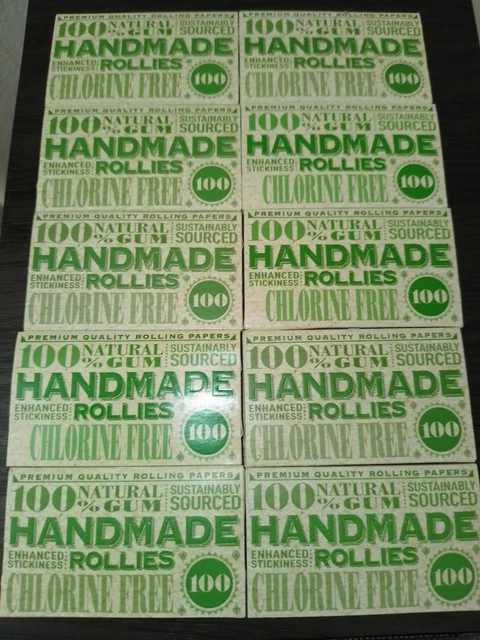 NEW HANDMADE ROLLIES Cigarette Rolling Papers x10~100% Natural Gum~100 ...