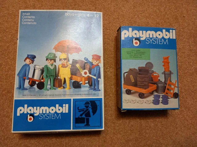 PLAYMOBIL LOT 4 klicky 3271 v1 voyageurs et 3206 v1 accessoires de 1975 ...
