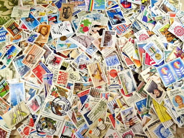 100 ASSORTED CANCELLED US POSTAGE STAMPS Big Variety for Paper Crafts ...