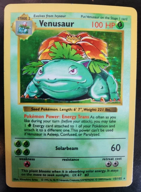 1999 SET DE Base SHADOWLESS VENUSAUR Rare Holo (15/102) - LP EUR 52,64 ...