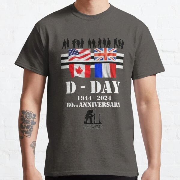 T-SHIRT D-DAY 80TH Anniversary 1944-2024 Normandie Erinnerung Militär 2 ...