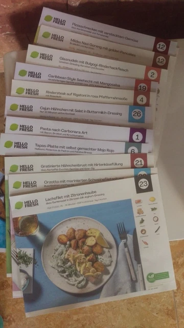 15 VERSCHIED. REZEPTKARTEN Karten Kochrezepte Hello Fresh Fisch Fleisch ...