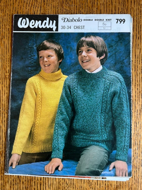 ORIGINAL 1960S WENDY Knitting pattern 799 boy's jumper 30-34" DDK £1.50 ...