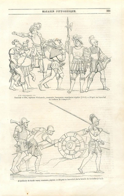 TOMB OF FRANÇOIS I Fifre Drum Lansquenet Battle of Cerisoles ENGRAVING ...