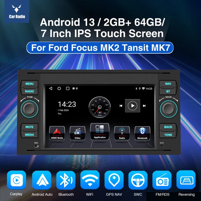 7& CAR STEREO Radio Android 13 For Ford Focus MK2 Transit MK7 Carplay ...