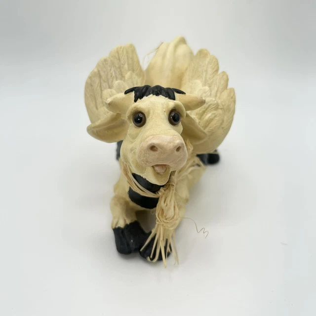 HOLY COW! 1994 Pete Apsit Angel Cow Figurine Folk Art Sculpture 4.25 ...