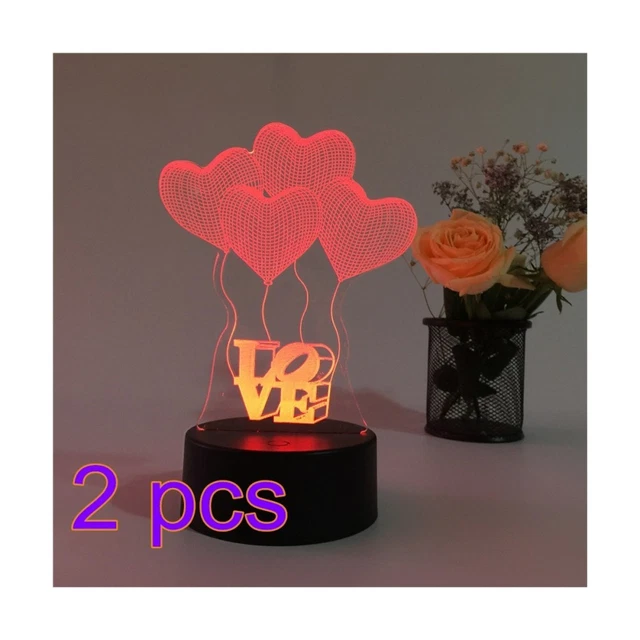 2PCS 3D MULTICOLOR LED Lights Touch USB Night Light Table Lamp Love ...