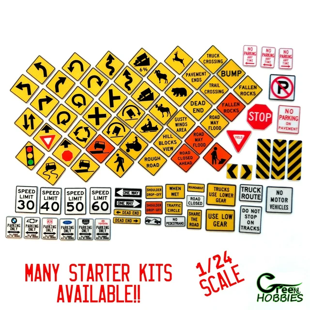 RC 1/24 1/28 ROAD SIGN Scale Circuit Accessories Track Car Drift Onroad ...