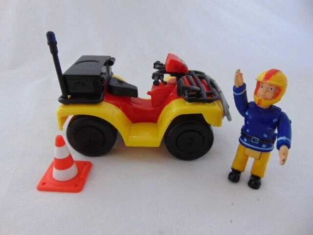 FIREMAN SAM IN Crash Helmet Posable Figure With Rescue Quad Bike And ...