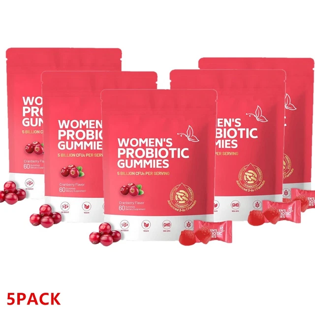 5PACK VAGINAL WOMEN Probiotic, Feminine Balance PH Gummies for Healthy ...