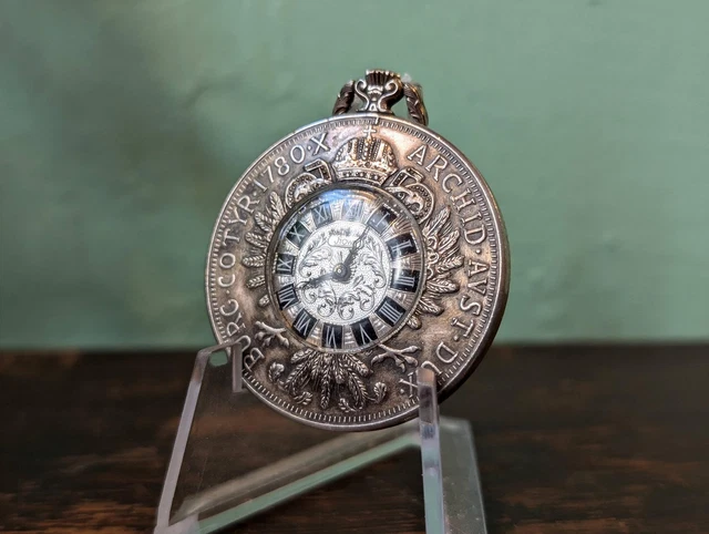 VINTAGE SILVER POCKET Watch in Maria Theresia Talar 1780 Coin £185.00 ...