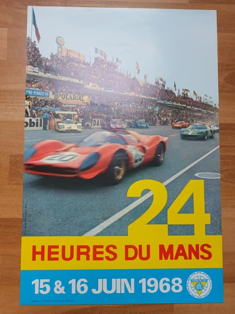 Affiche Origine Des 24 Heures Du Mans 1968 Poster 24h00 Of Le Mans