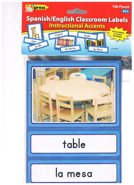 SPANISH/ENGLISH CLASSROOM LABELS Accents (EP63189) 6 x 8 inch $22.32 ...