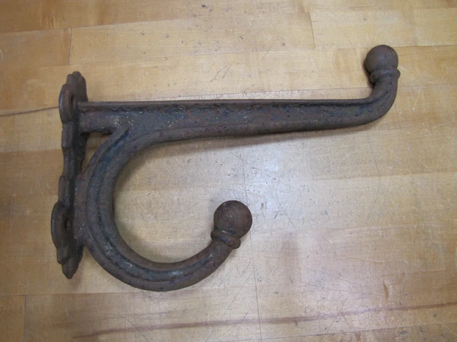 ANTIQUE CAST IRON Double Hook Hanger Bracket Farm Industrial Shop ...