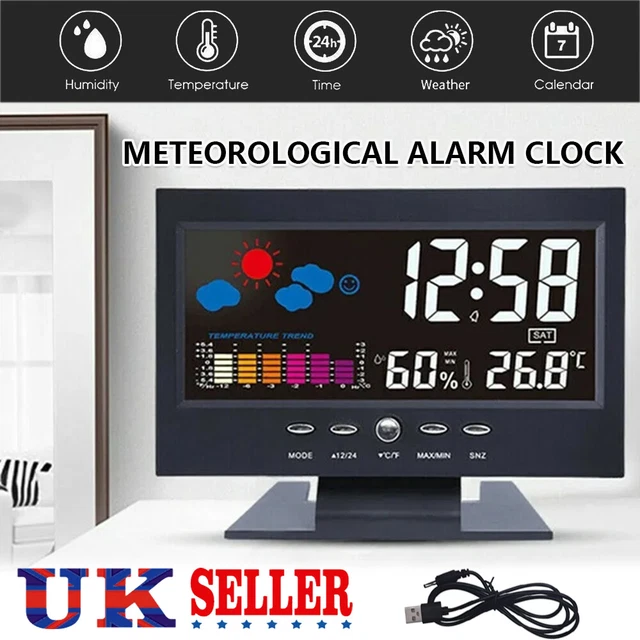 WIRELESS WEATHER STATION Forecast Clock Digital Thermometer Indoor ...