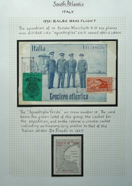 ITALY DEC 1930 Balbo Expedition Flight Postcard To Brazil + 1927 Pinedo ...