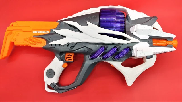 NERF ALIEN MENACE Incisor Blaster Motorized 20 Round Drum w/ 10 darts ...