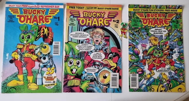 BUCKY O'HARE COMICS ISSUES 1, 2 & 3 RARE UK 1992 inc BADGE CHILDREN'S MAGAZINE £89.00 - PicClick UK
