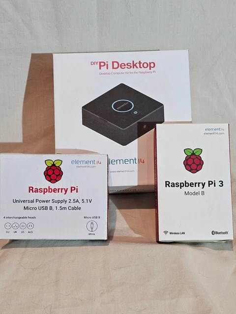 RASPBERRY PI 3 Model B Board, Pi Desktop, and Universal Power Supply ...