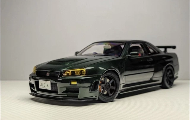 1/18 MOTORHELIX NISSAN Skyline R34 GT-R Nismo Z-tune Dark Green Diecast ...