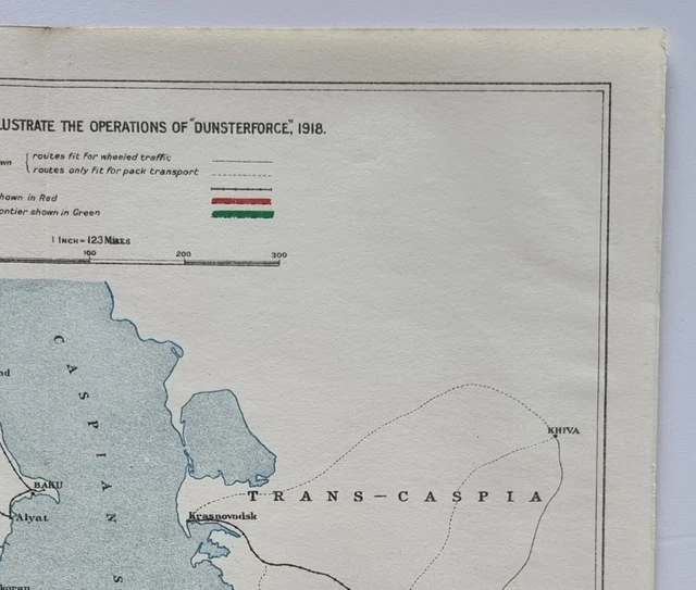 WW1 SKELETON MAP Illustrate Operations Dunsterforce 1918 Persia ...