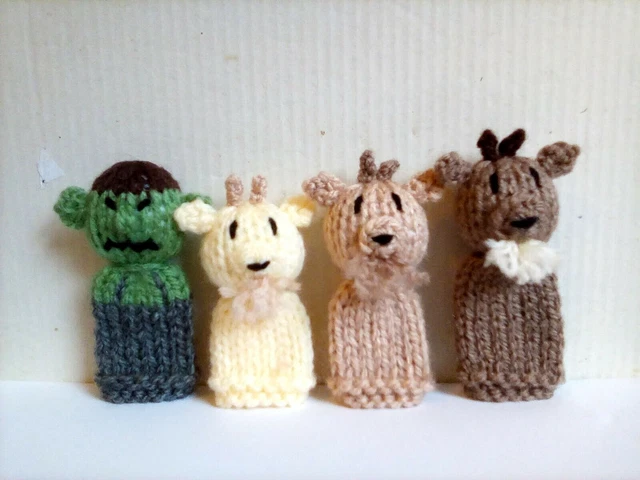 THE THREE BILLY Goats Gruff (and Troll) - 4 Hand Knitted Finger Puppets ...