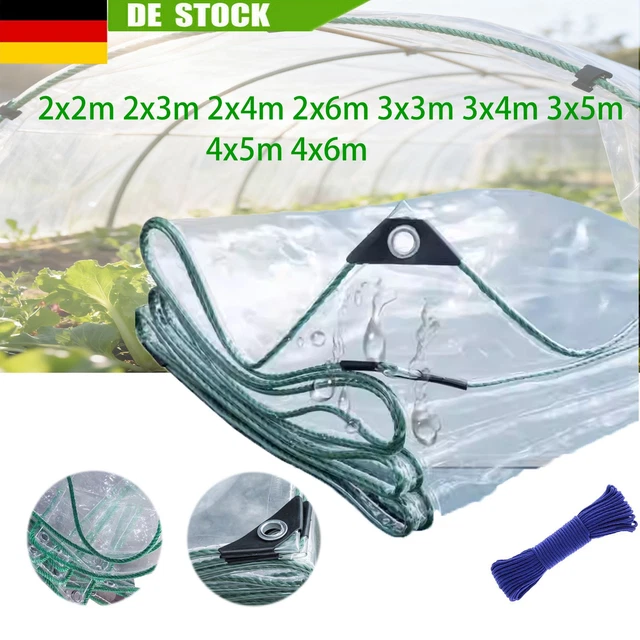 WASSERDICHTE TRANSPARENTE PLANE mit Ösen PVC Schutzplane LKW Folie ...