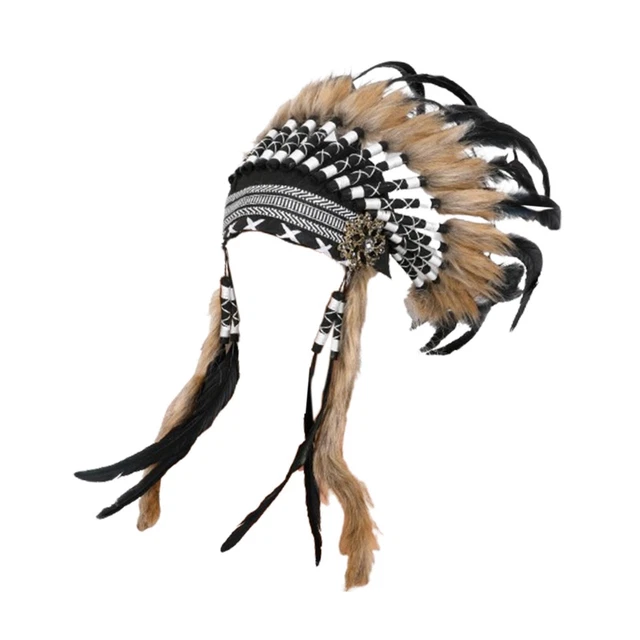 AMERICAN CHIEF INDIAN Native Hat Feather Headdress Fashion Headwear for ...