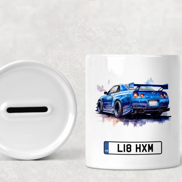 PERSONALISED MONEY BOX Boys Sadaqah Car Number Plate Jar £13.99 ...