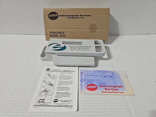 ADDRESSOGRAPH BARTIZAN PORTABLE Model 4200 Imprinter - New in Box $27. ...