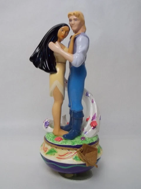 POCAHONTAS JOHN SMITH Disney Enesco VTG Music Box Color of the Wind ...