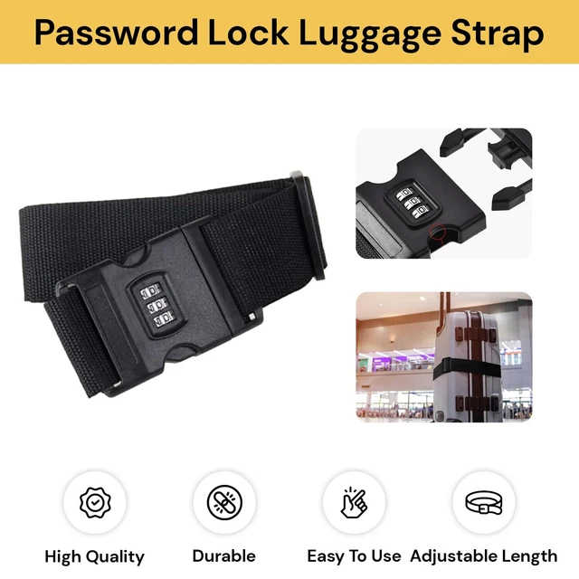 LUGGAGE STRAP PACKING Belt Code Password Travel Suitcase Secure Lock ...