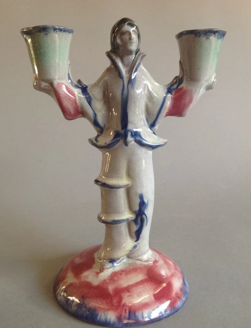 ART DECO CERAMIC figure candlestick boy W. Goebel Oeslau Wilhelmsfeld ...