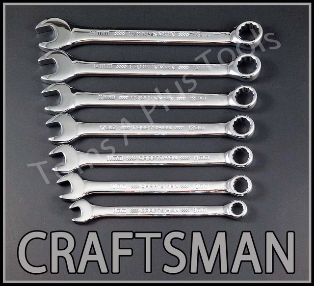 CRAFTSMAN HAND TOOLS 7pc POLISHED Chrome METRIC MM 12pt Combination ...