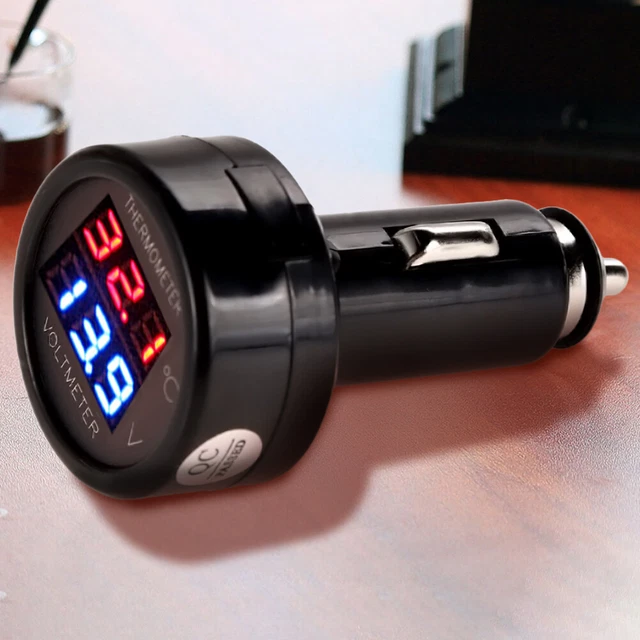 CAR AUTO 12V Red Green Dual Display LED Digital Thermometer Voltmeter ...