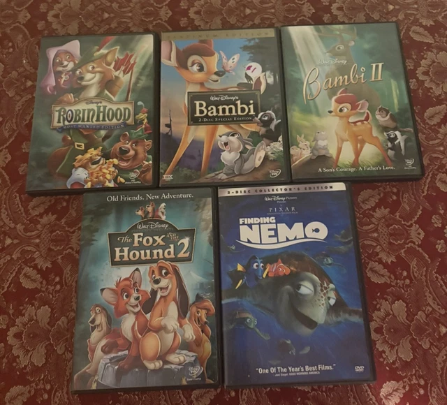 (5) DISNEY DVD Movies-Nemo,Bambi Platinum & II,Lady &Tramp,Brave ...