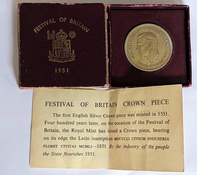 1951 KING GEORGE VI Five Shillings (Crown) Coin Festival of Britain ...