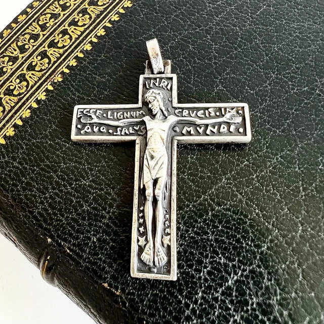 MÉDAILLE CROIX PECTORALE Signée Fernand Py Bronze argenté Collection ...