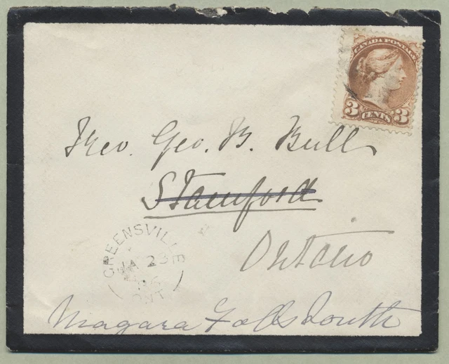 1886 GREENSVILLE (WENTWORTH) ONT Split Ring on Mourning Cover $21.25 ...
