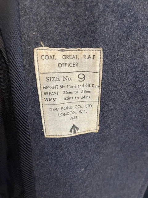 WW2 OFFICERS RAF Royal Air Force GREATCOAT 1945 Size 9 £156.70 ...